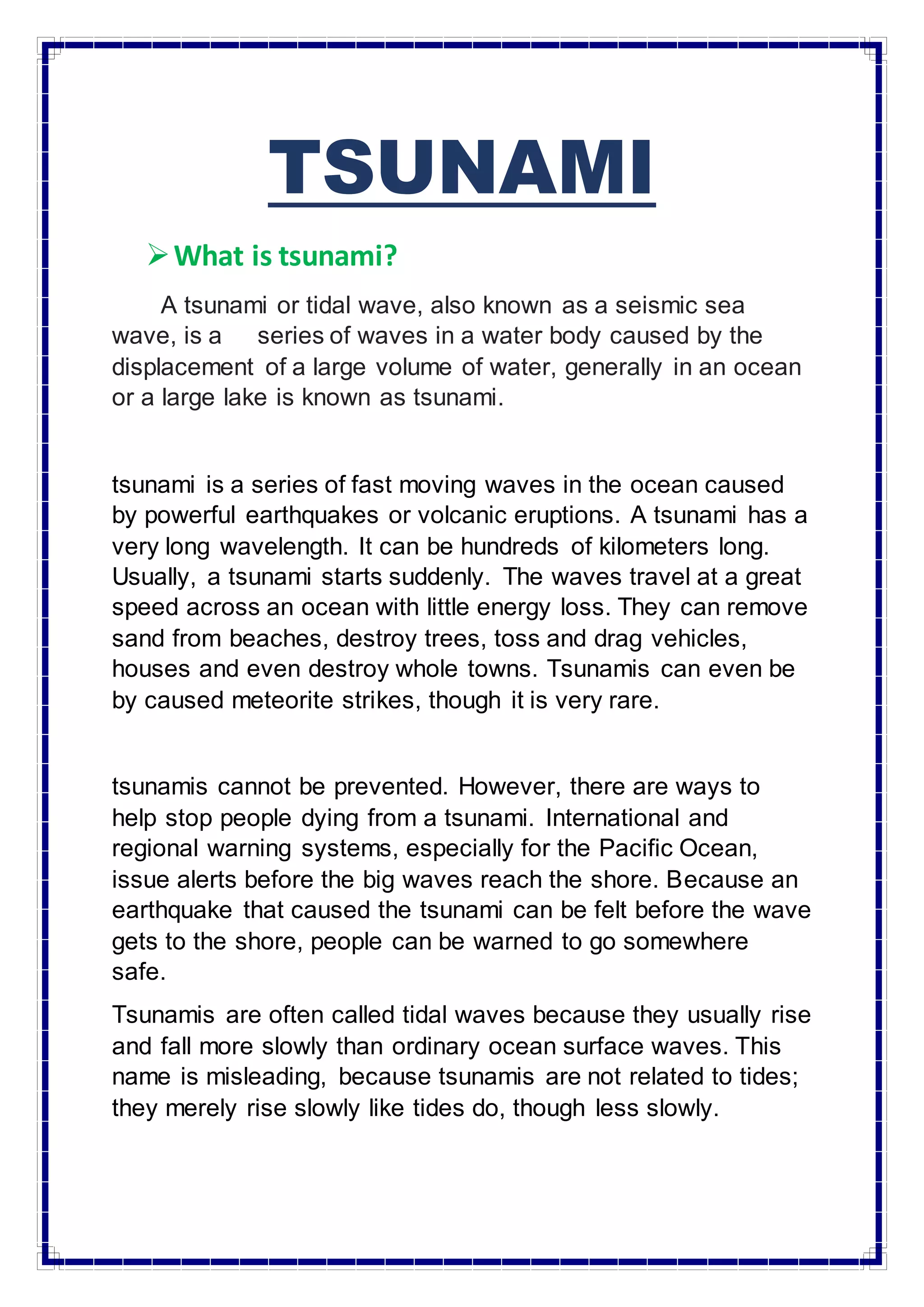 project on Tsunami | DOCX