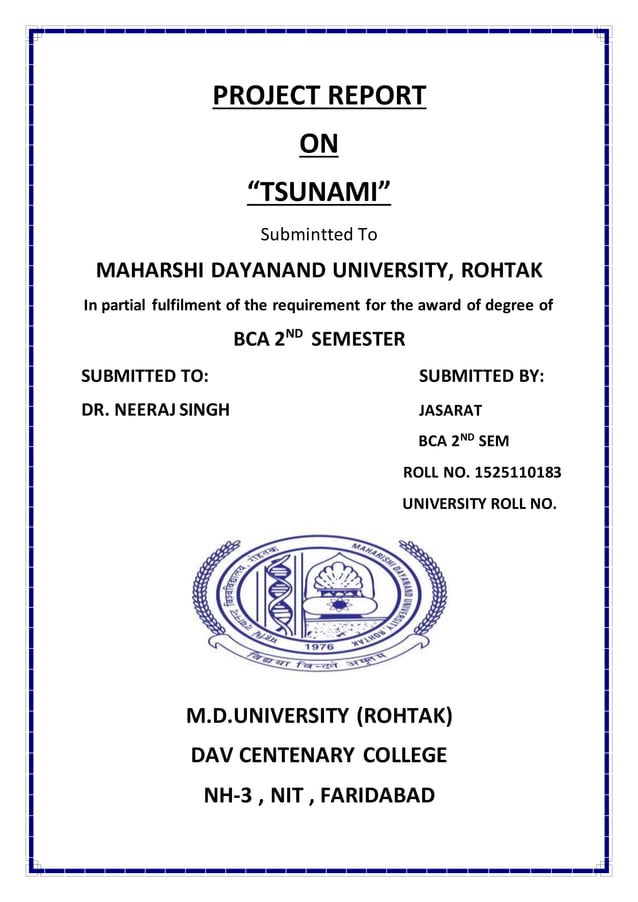 project on Tsunami | DOCX