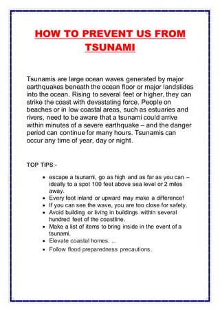 project on Tsunami | DOCX