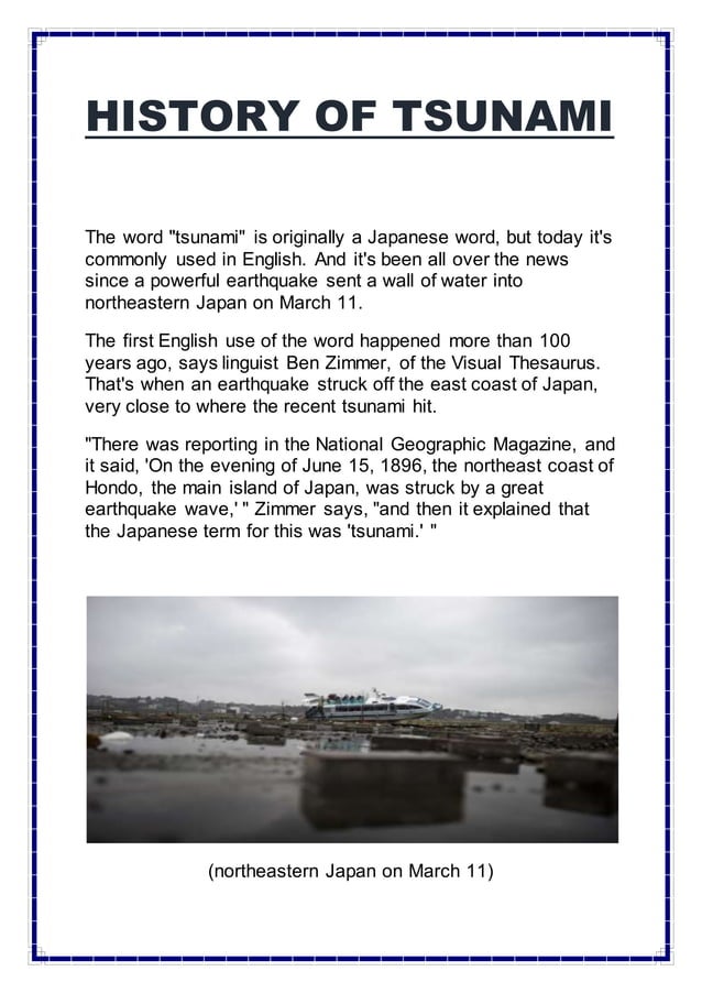 project on Tsunami | DOCX