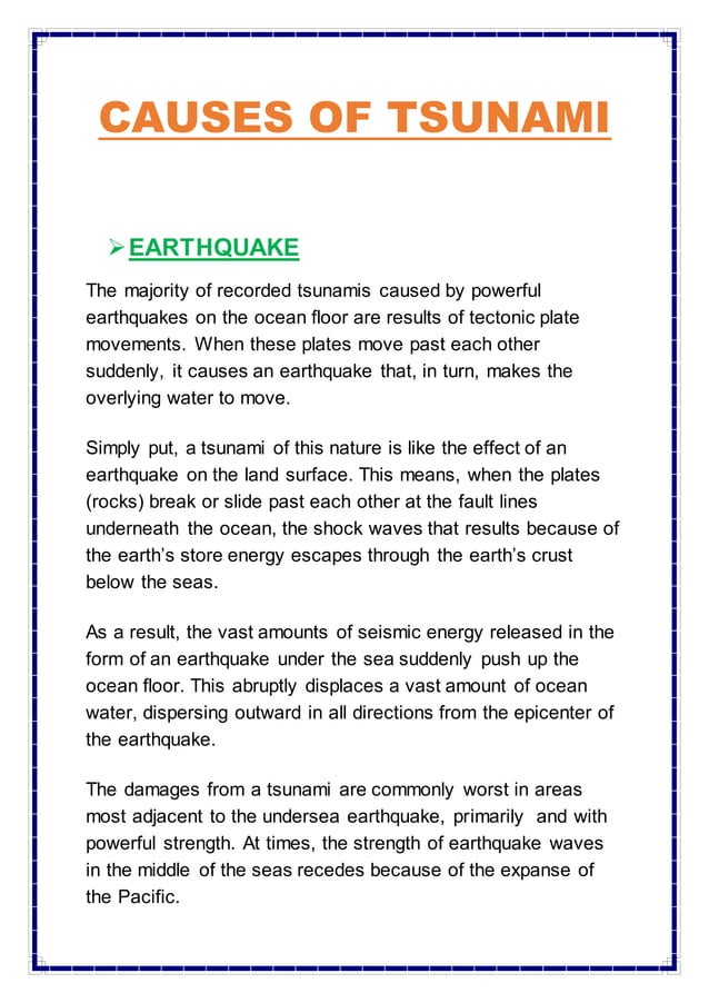 project on Tsunami | DOCX