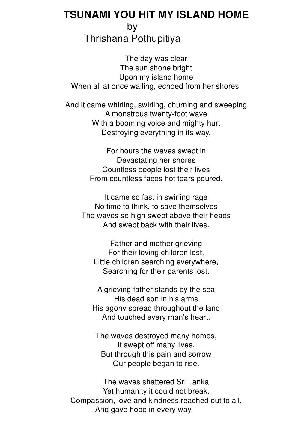 Tsunami Poem