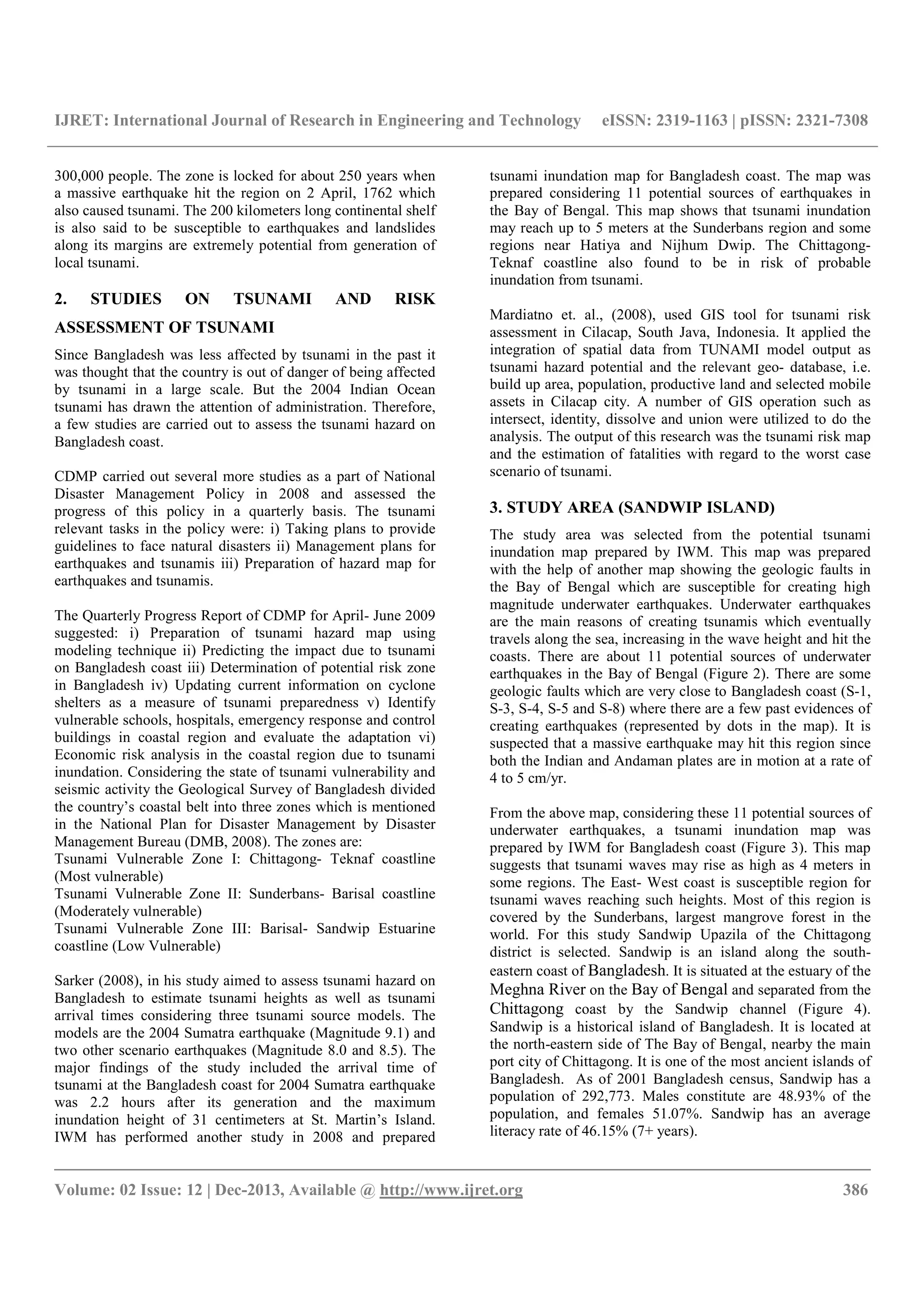 Tsunami risk assessment of sandwip island in the coast | PDF