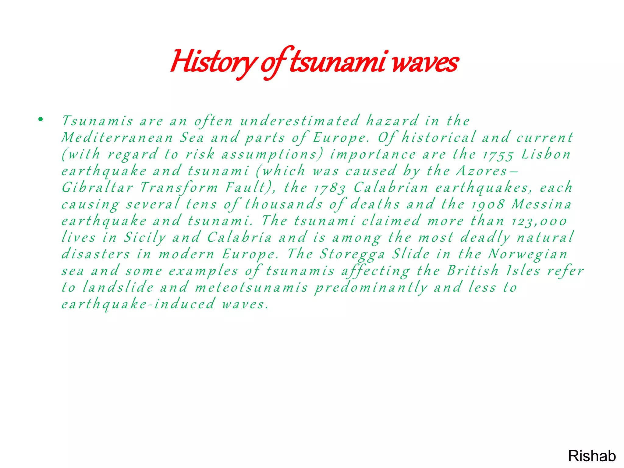 Tsunami the killer waves made by rishab ,ppt | PPT