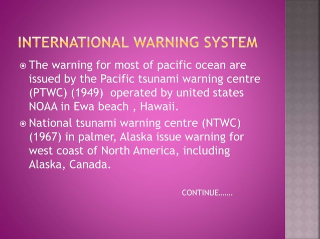 Tsunami warning system | PPTX | Geography | Science
