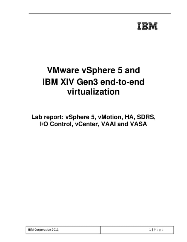 VMware vSphere 5 and IBM XIV Gen3 end-to-end virtualization | PDF