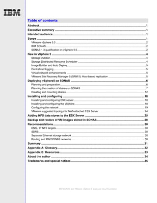 IBM SONAS and VMware vSphere 5 scale-out cloud foundation: A reference guide for storage and ...