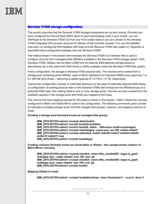TsDisaster recovery using Veritas Storage Foundation Enterprise HA with IBM Storwize V7000 Metro ...