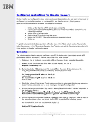 TsDisaster recovery using Veritas Storage Foundation Enterprise HA with IBM Storwize V7000 Metro ...