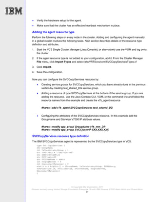 TsDisaster recovery using Veritas Storage Foundation Enterprise HA with IBM Storwize V7000 Metro ...