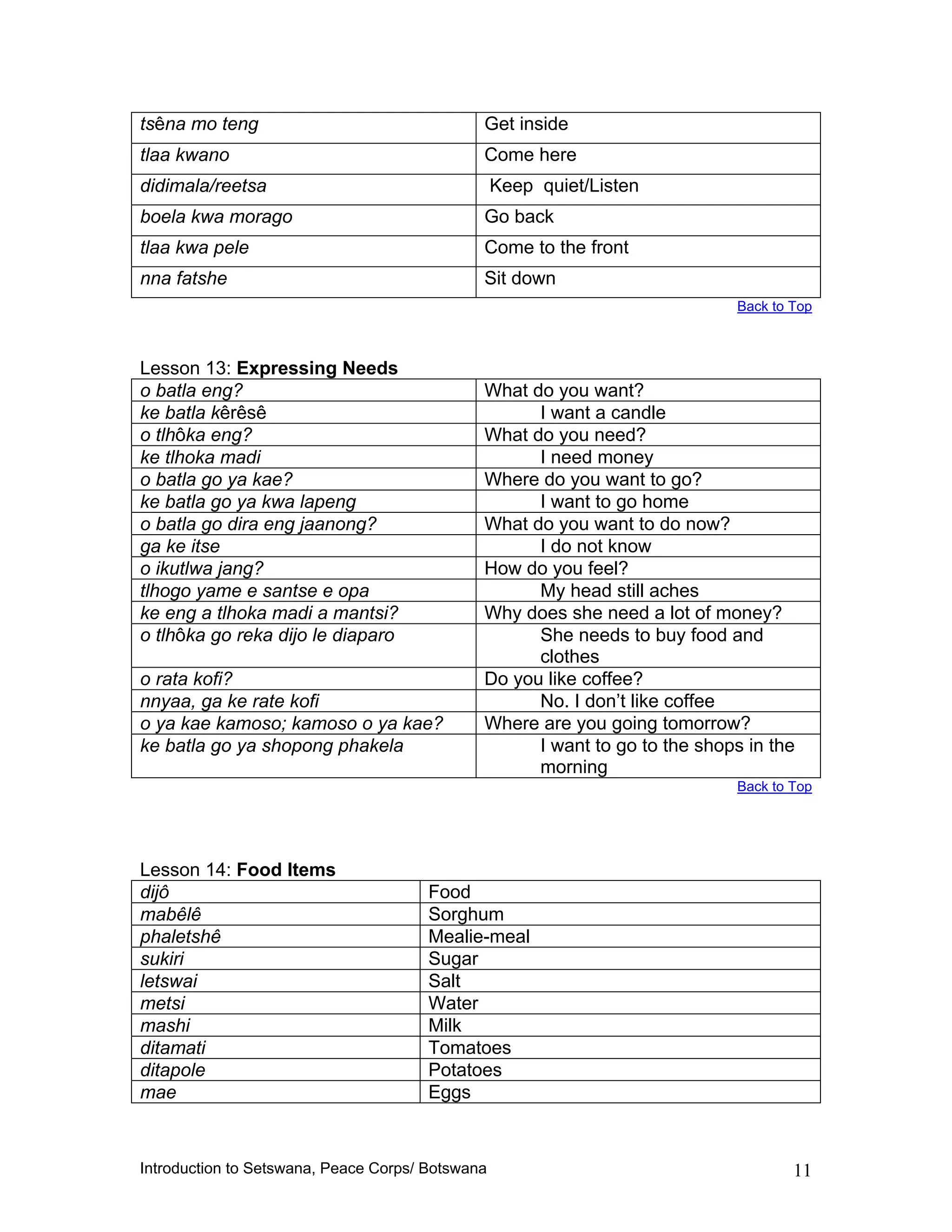 Basic Tswana Language Course | PDF