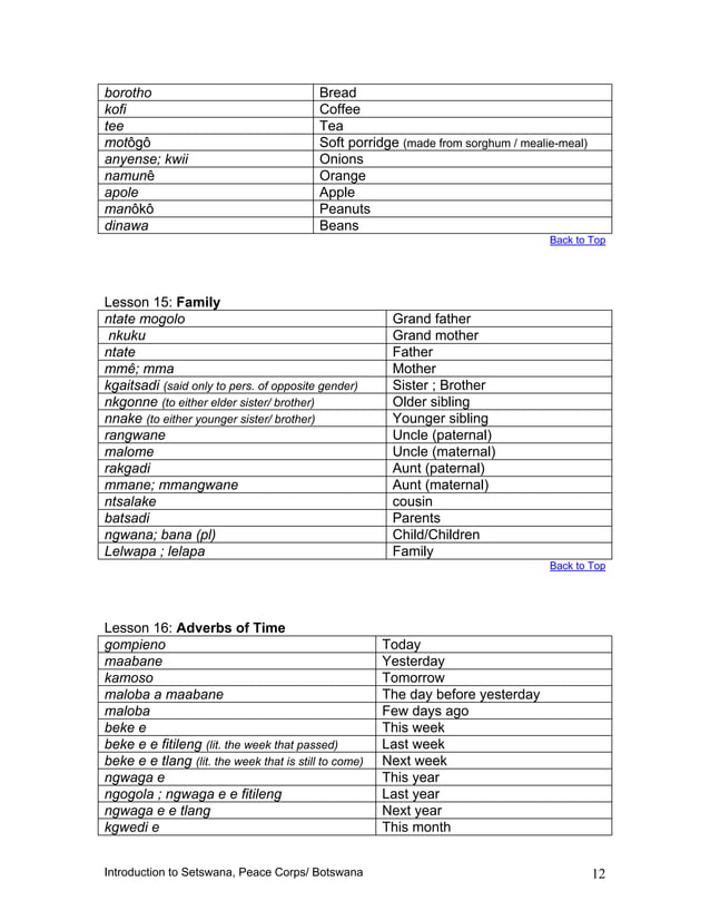 Basic Tswana Language Course | PDF