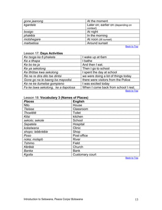Basic Tswana Language Course | PDF