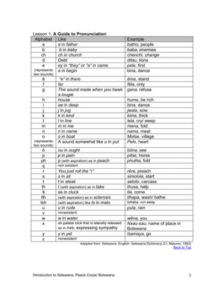 Basic Tswana Language Course | PDF