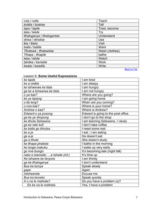 Basic Tswana Language Course | PDF