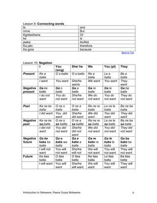 Basic Tswana Language Course | PDF