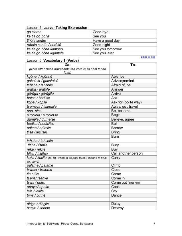 Basic Tswana Language Course