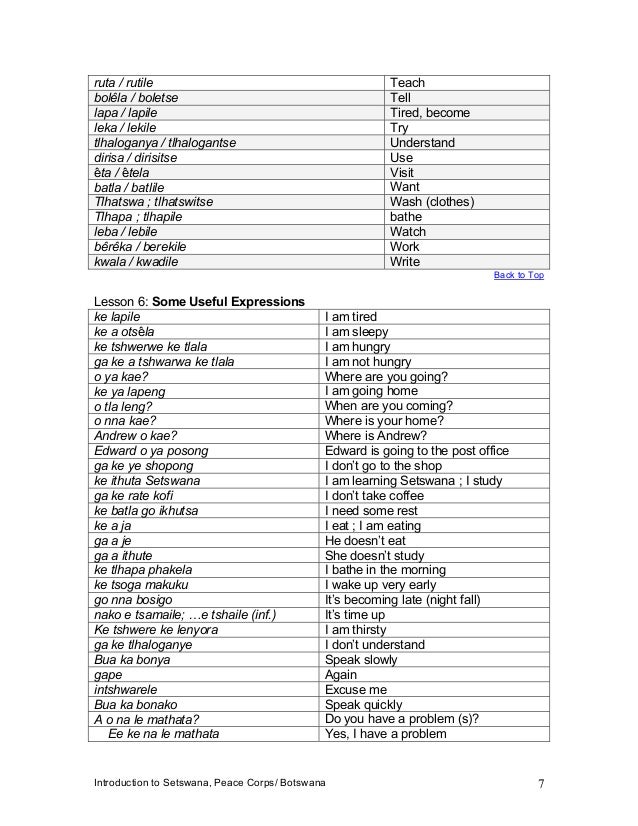 Basic Tswana Language Course