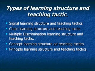 Teaching tactics - chain learning sructure and concept learning ...