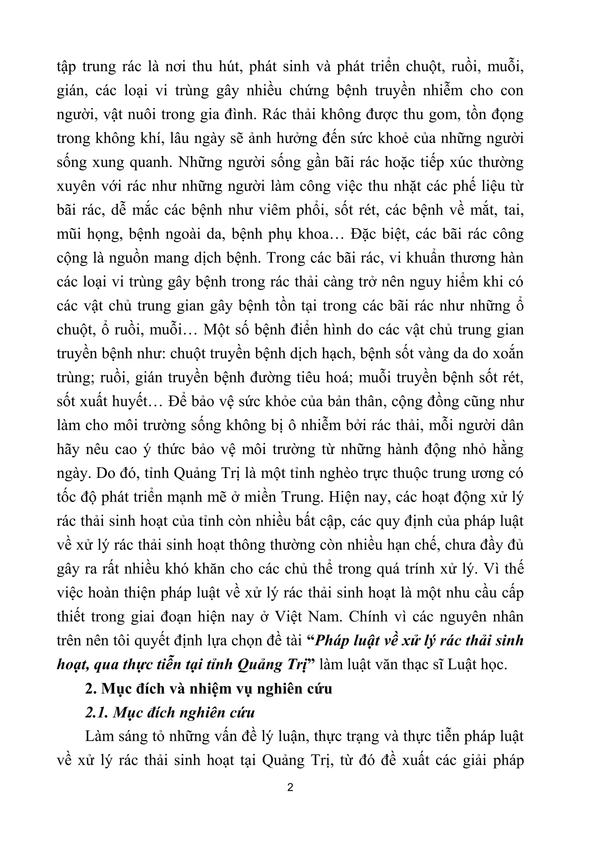 Luận văn: Pháp luật về xử lý rác thải sinh hoạt tại Quảng Trị, HOT | PDF