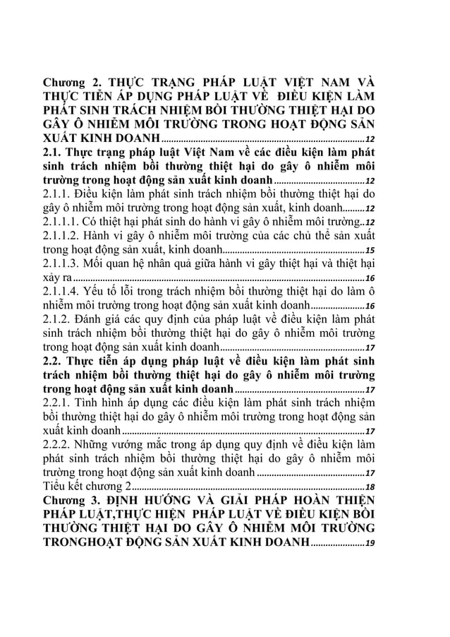 Bồi thường thiệt hại do làm ô nhiễm môi trường trong hoạt động sản xuất | PDF