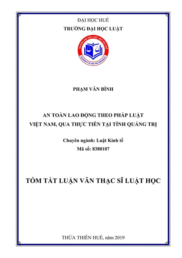 Luận văn: An toàn lao động theo pháp luật Việt Nam, HAY | PDF