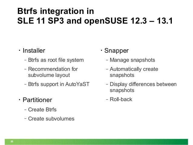 Btrfs And Snapper The Next Steps From Pure Filesystem