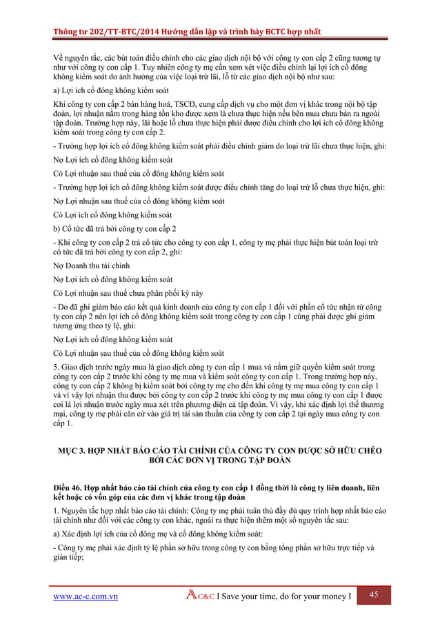 TT 202 Huong dan phuong phap lap va trinh bay BCTC hop nhat | PDF