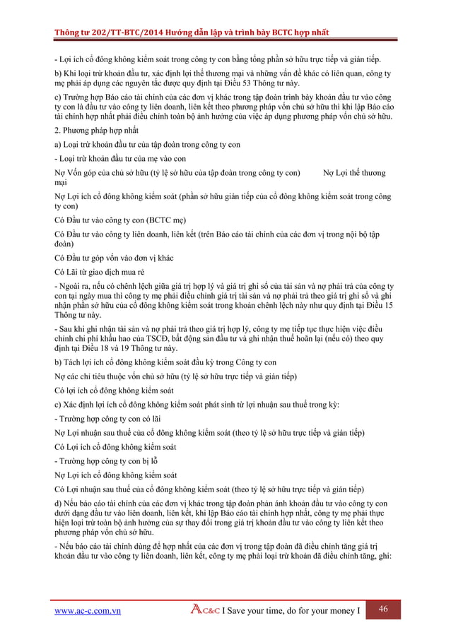 TT 202 Huong dan phuong phap lap va trinh bay BCTC hop nhat | PDF