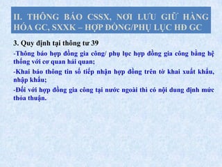 THÔNG TƯ 39 VỀ GC, SXXK, CHẾ XUẤT | PDF