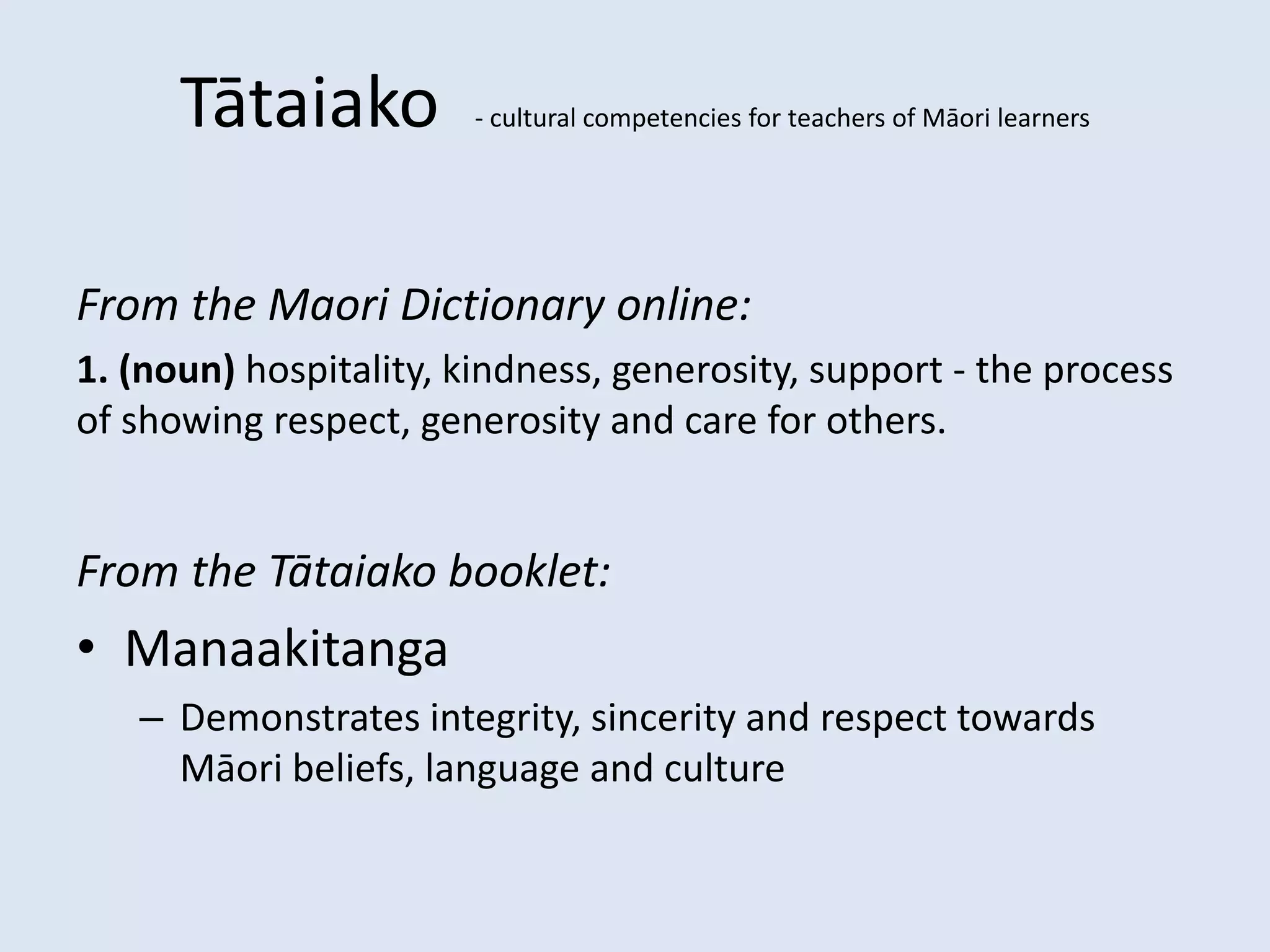 Tātaiako manaakitanga | PPTX