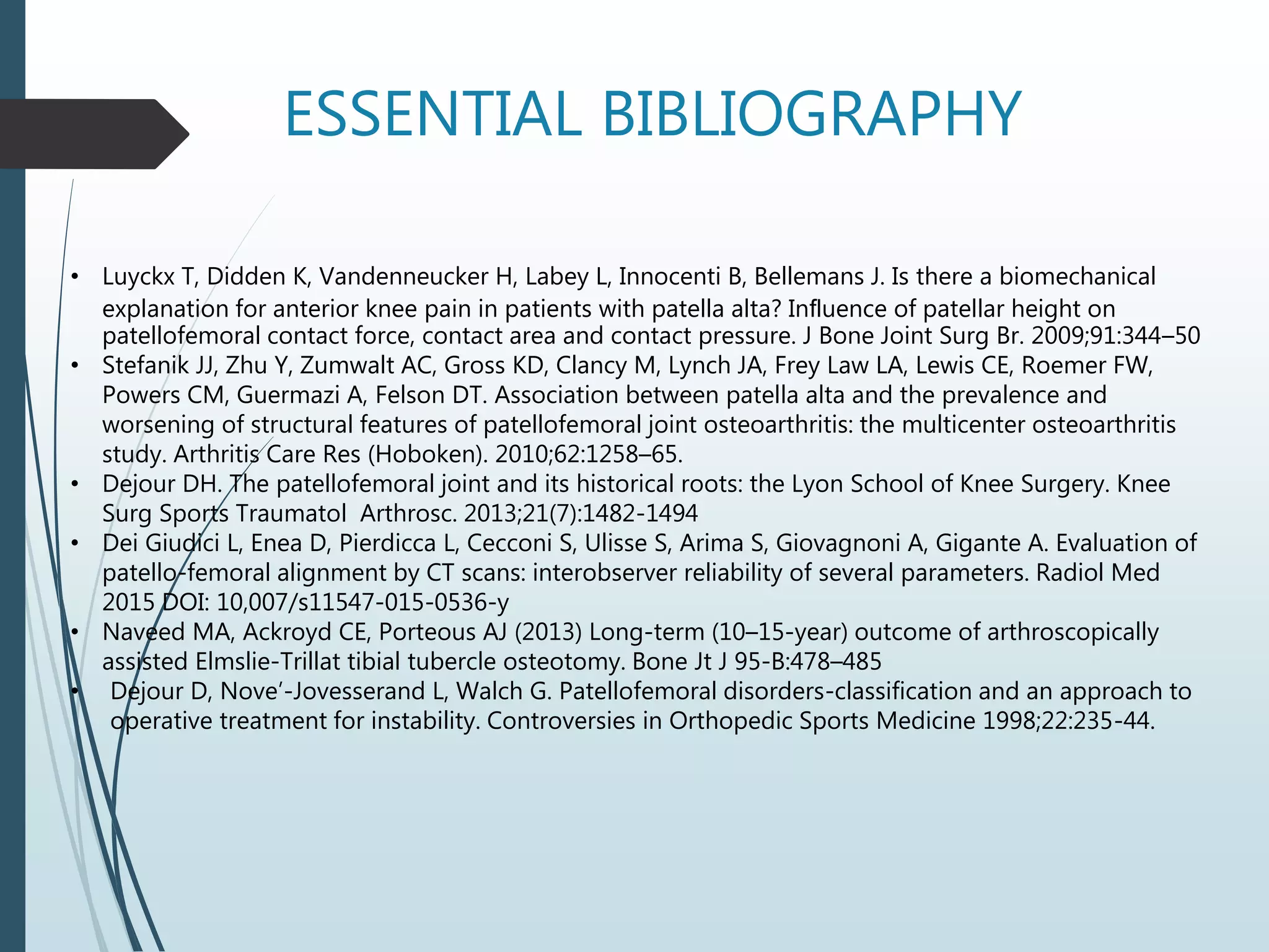 Tibial tubercle transposition for patellofemoral malalignment | PPT