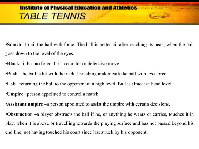 Lesson 3 Terminologies (Table Tennis) | PPT