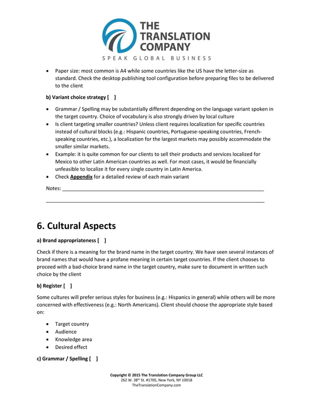 TTC Localization Check-List | PDF