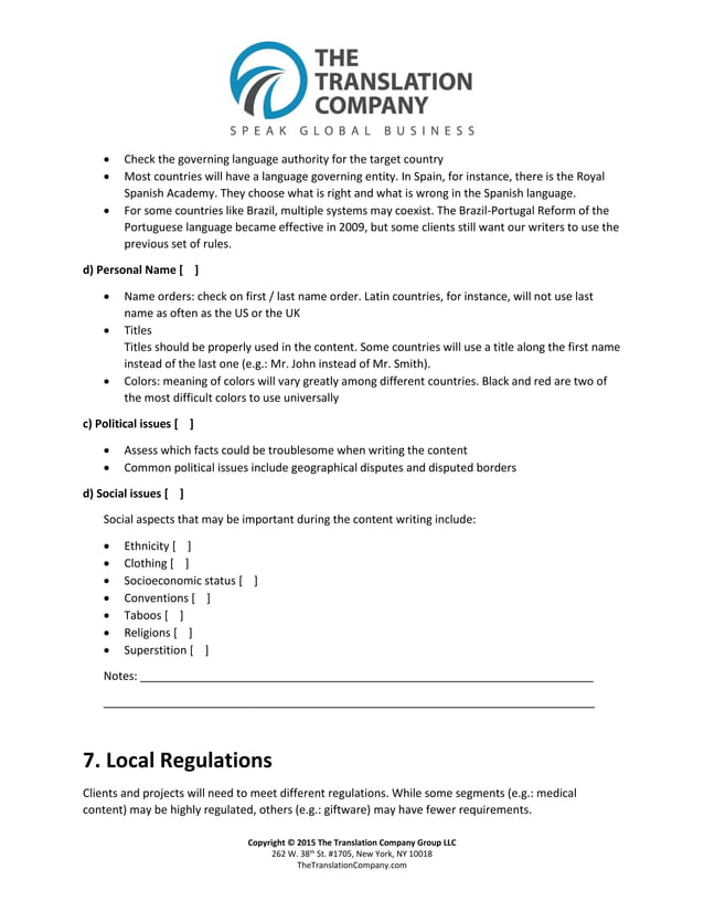 TTC Localization Check-List | PDF
