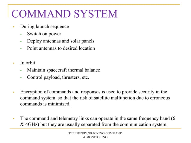 TELEMETRY, TRACKING COMMAND & MONITORING | PPTX | Space and Astronomy | Science