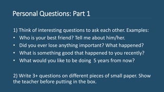 Part 1: Introductory Activities | PPTX