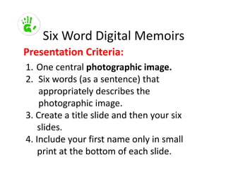 TTC - Six Word Digital Memoirs:Food | PDF