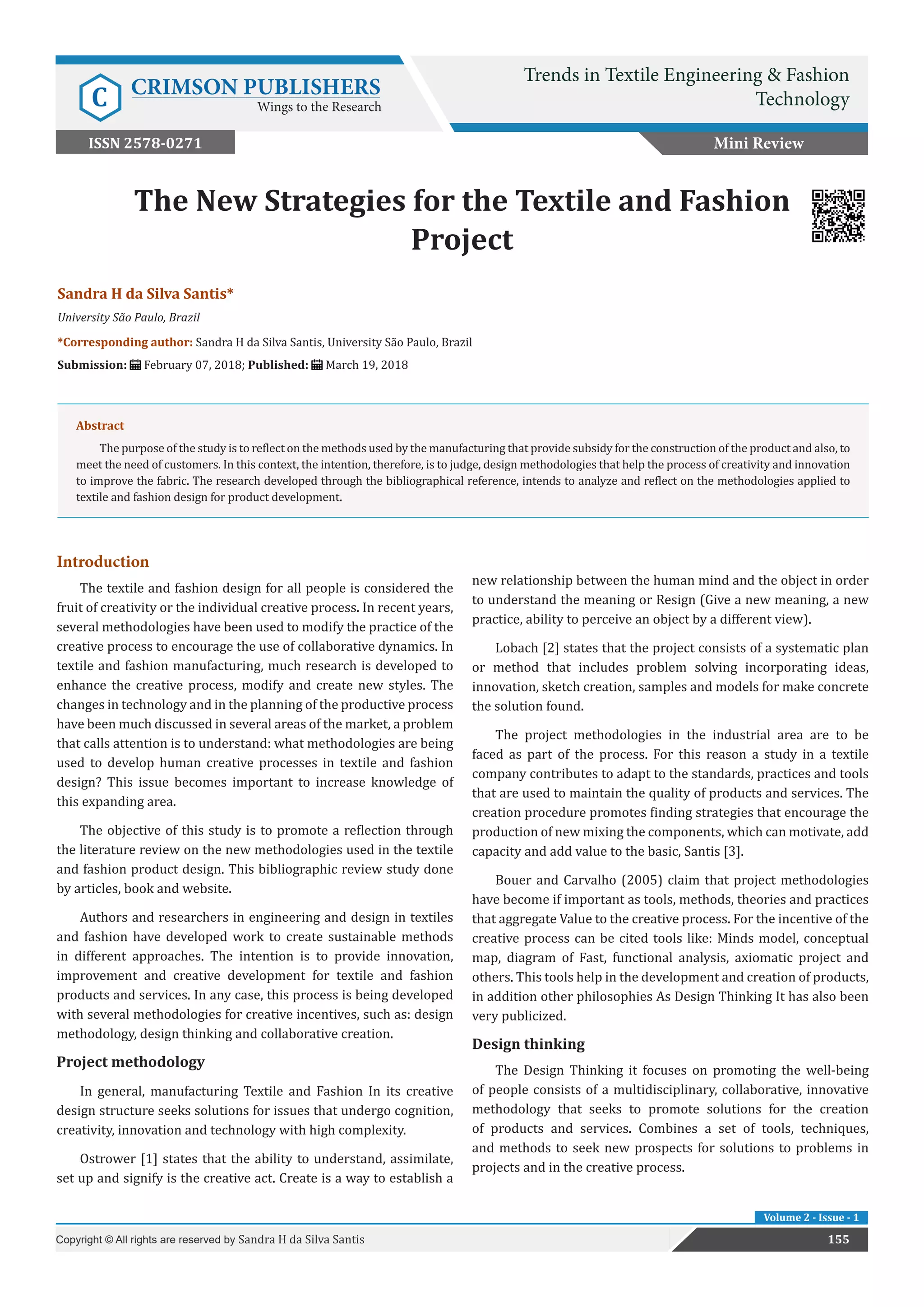 The New Strategies for the Textile and Fashion Project | PDF