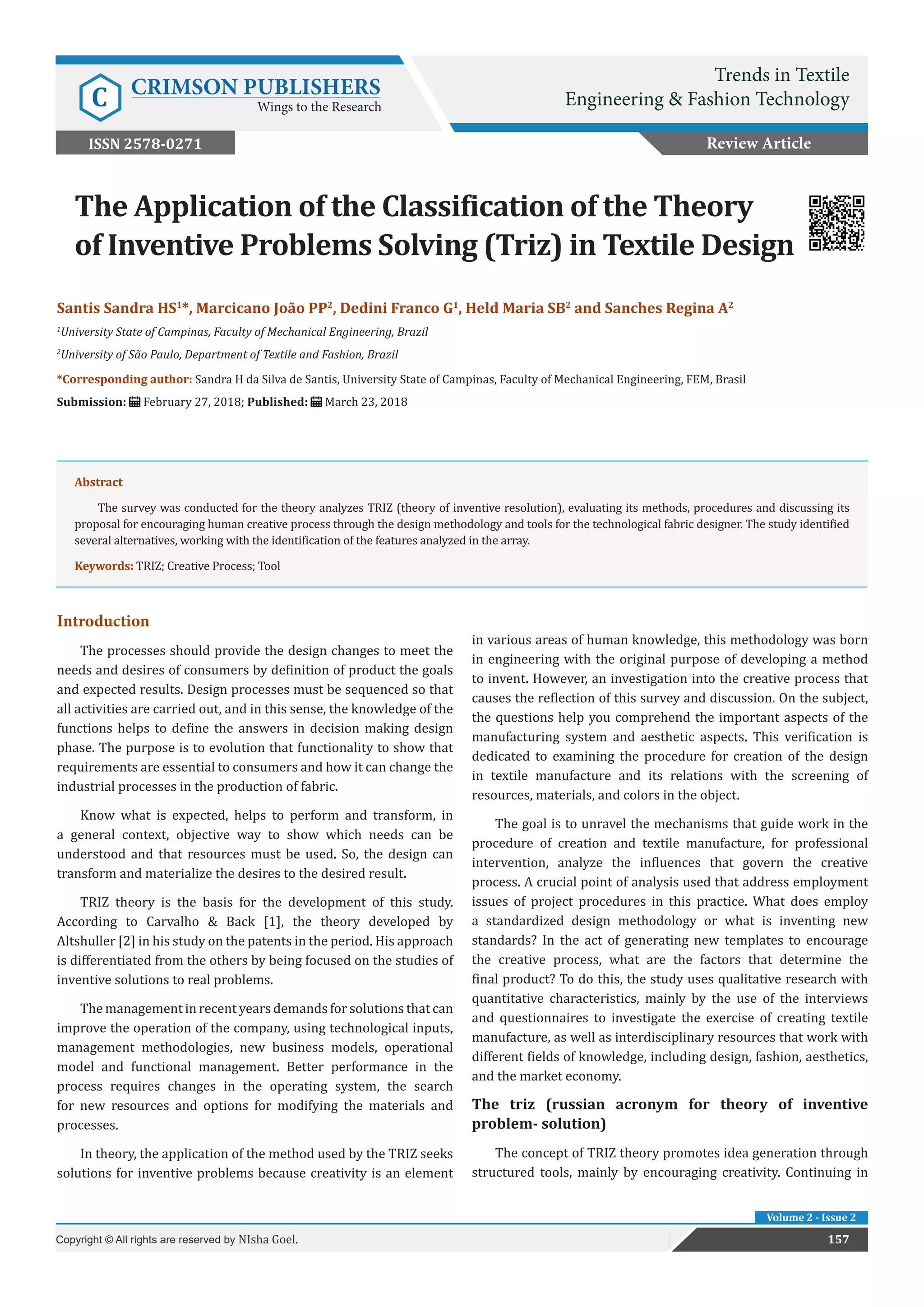 The Application of the Classification of the Theory of Inventive ...