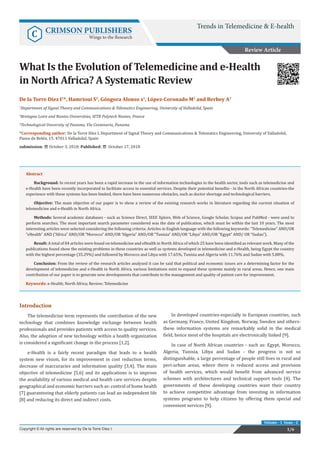 What Is the Evolution of Telemedicine and e-Health in North Africa? A ...