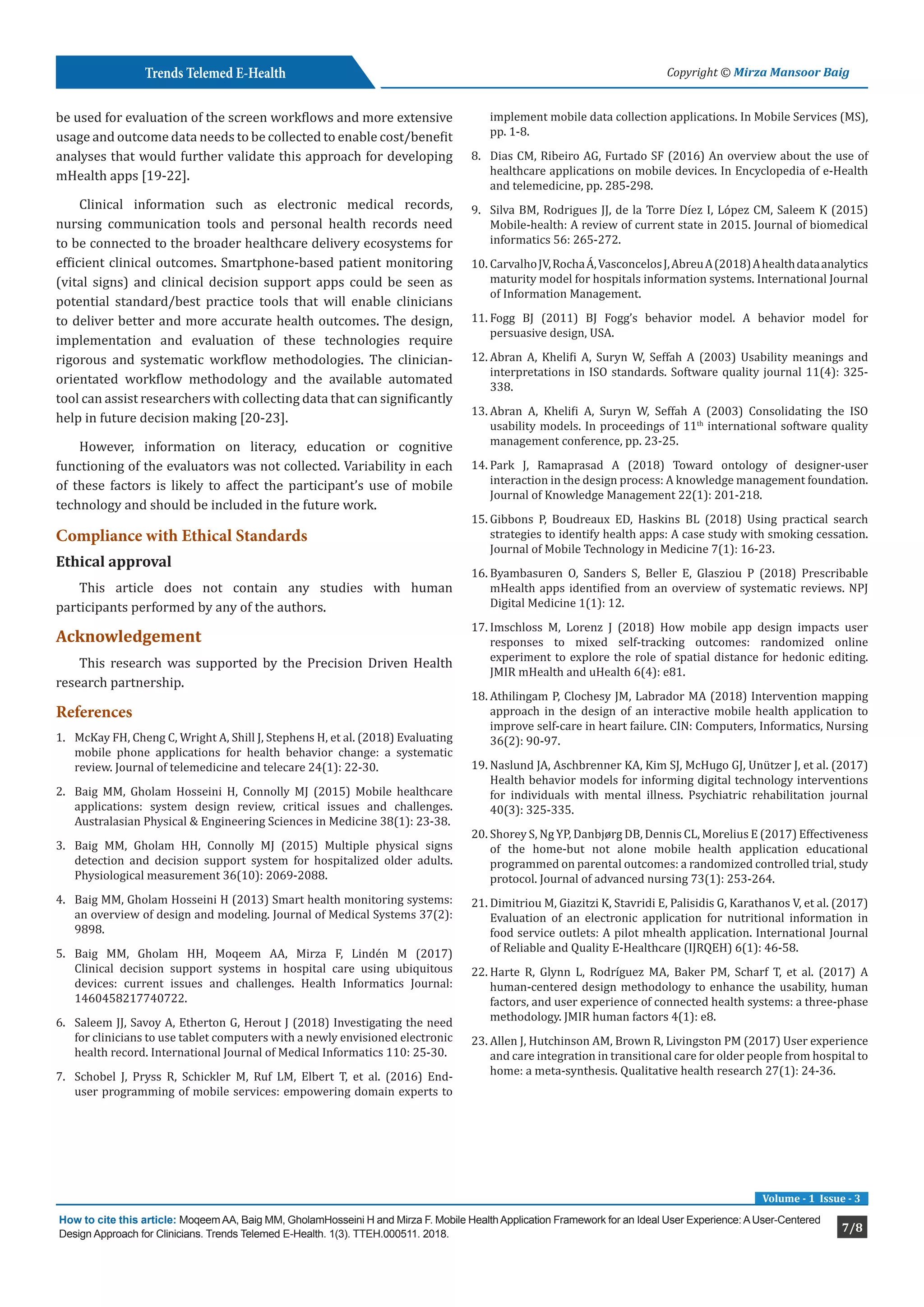 Mobile Health Application Framework For An Ideal User Experience A