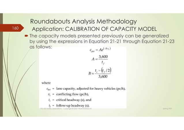 Tteng 422 s2021 module 2b: Roundabout Capacity Analysis and Level of Service | PPT