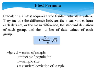 t test for statistics 1st sem mba sylabus | PPTX