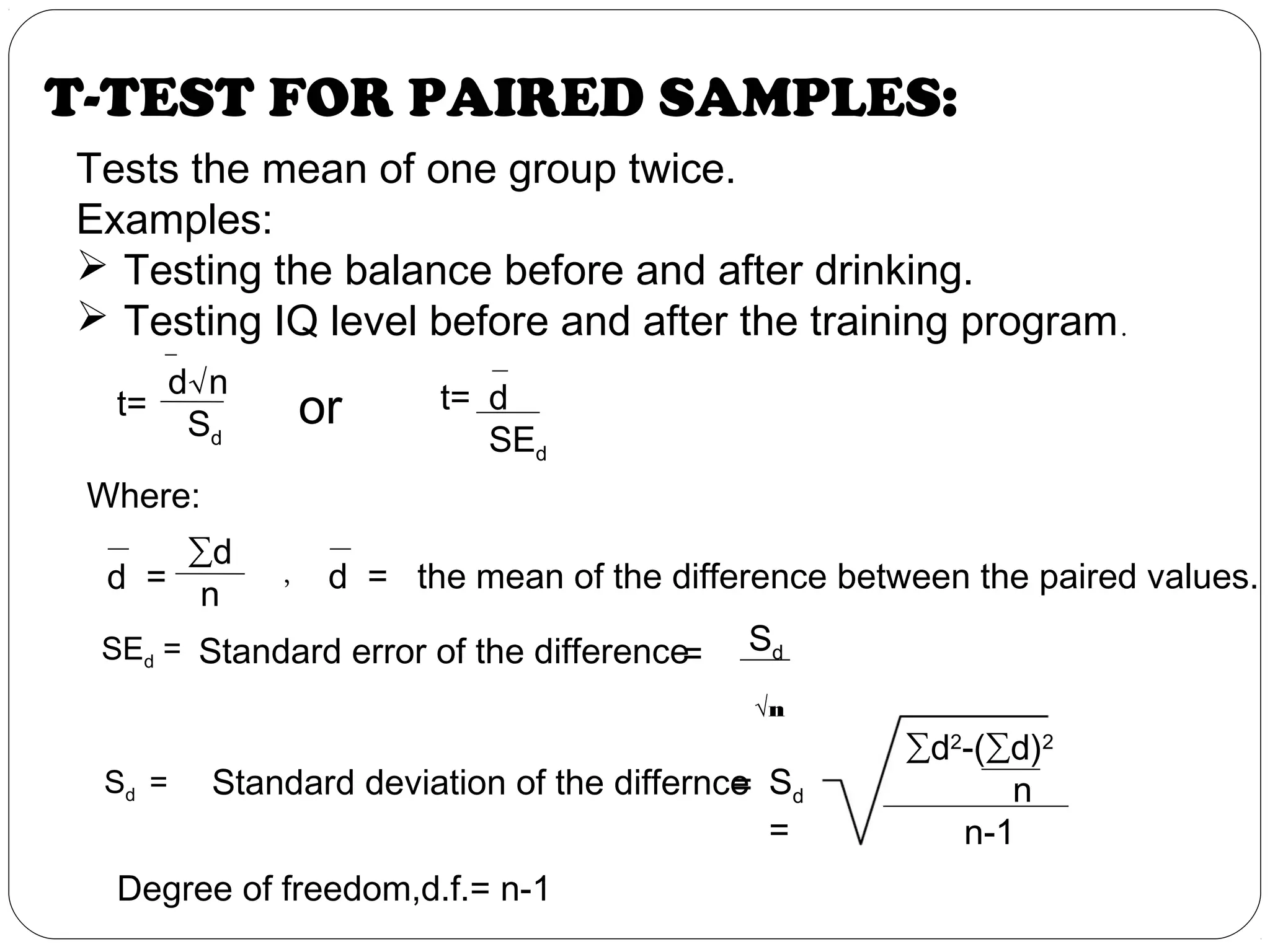 T test statistic | PPT