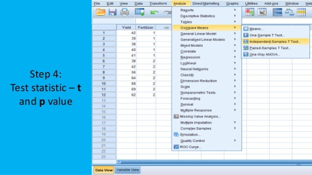 t test using spss