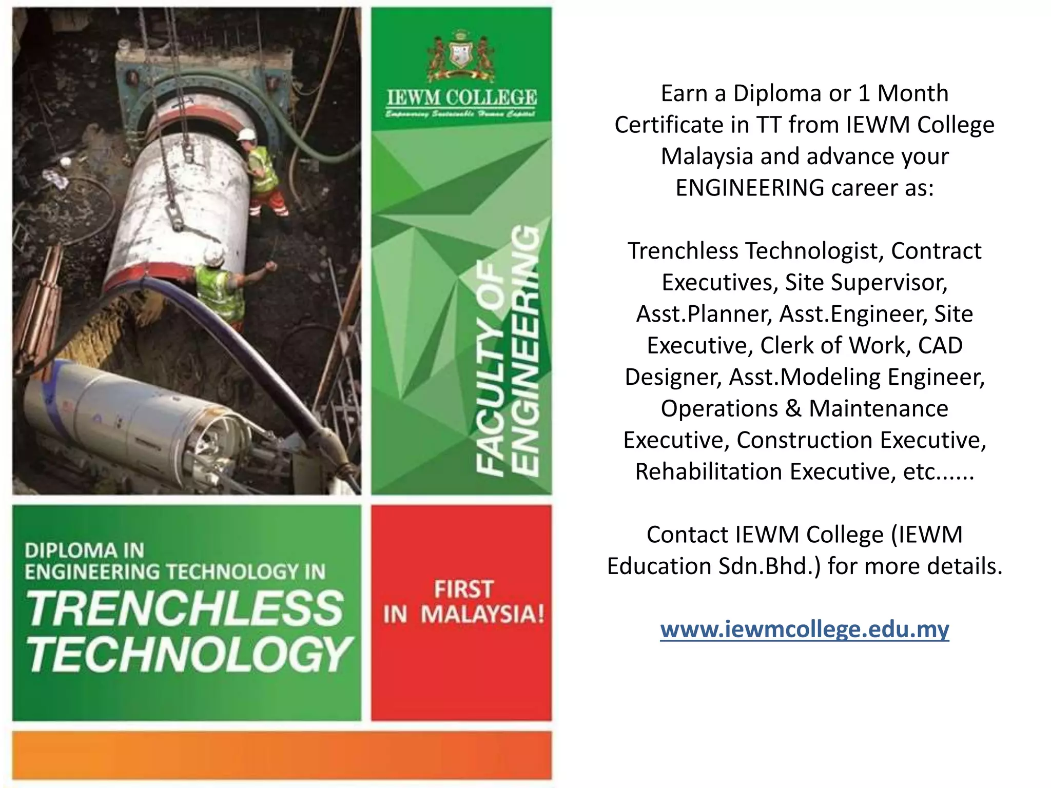Study Trenchless Technology Engineering (TT) Diploma / Certificate | PPTX