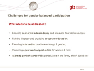Gender-responsive stakeholder engagement and meaningful participation ...