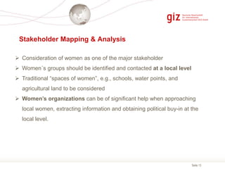 Gender-responsive stakeholder engagement and meaningful participation ...