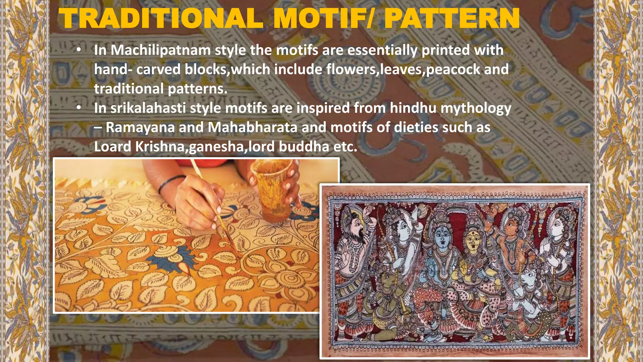 Presentation on kalamkari , uppada and mangalgiri | PPTX